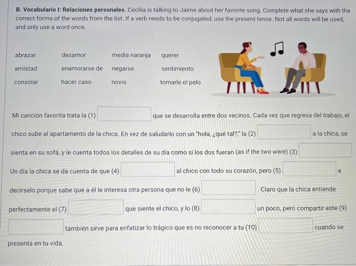 B. Vocabulario I: Relaciones personales. Cecilia is | Chegg.com