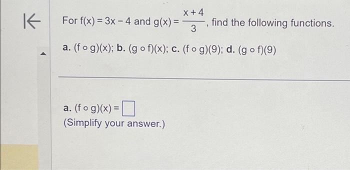 Solved For f(x)=2−x and g(x)=4x2+x+5, find the following | Chegg.com
