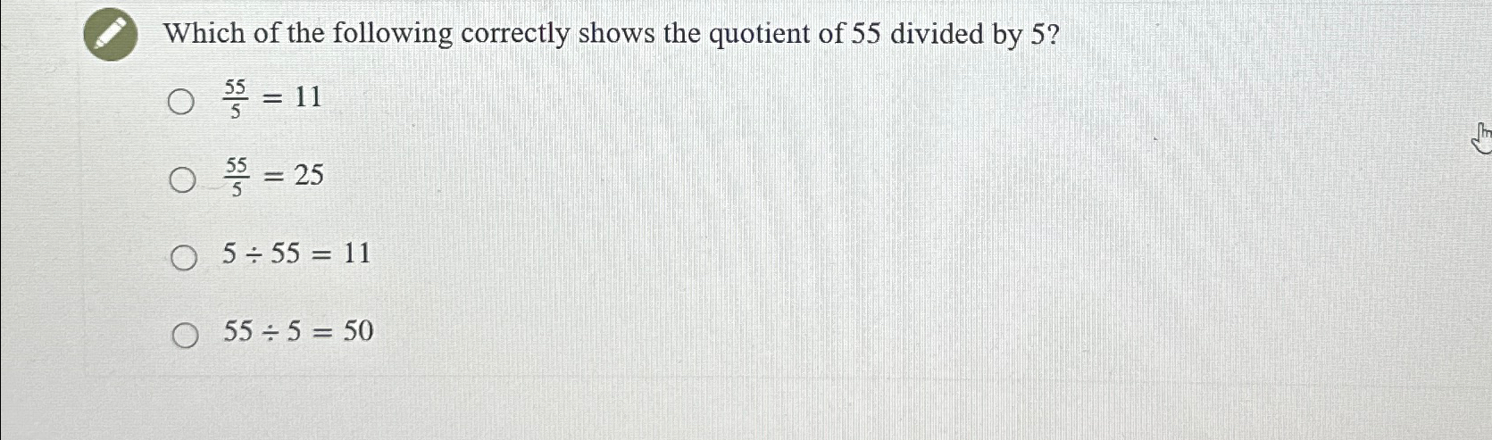 Solved Which of the following correctly shows the quotient | Chegg.com