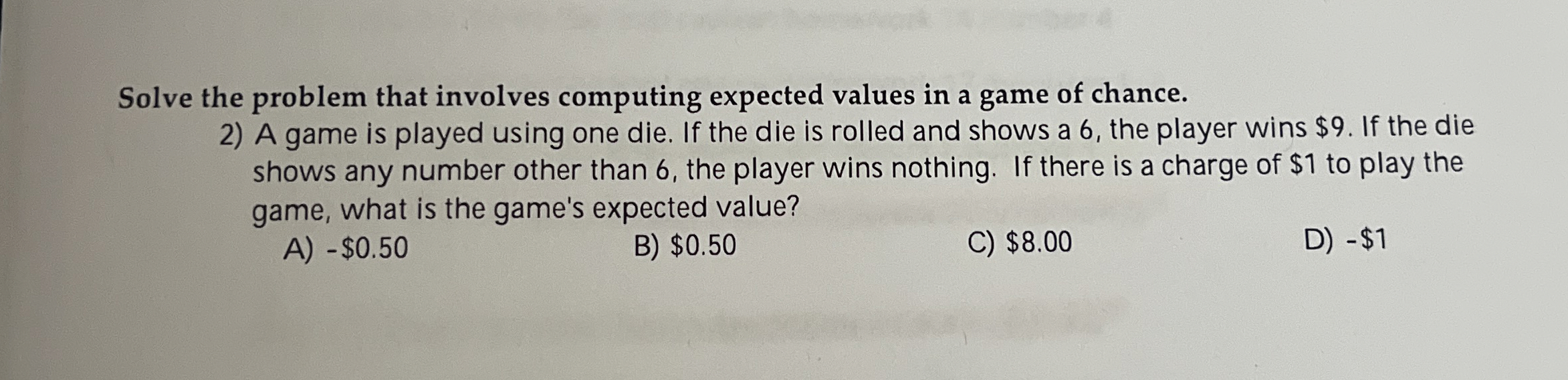 Solved Solve the problem that involves computing expected | Chegg.com