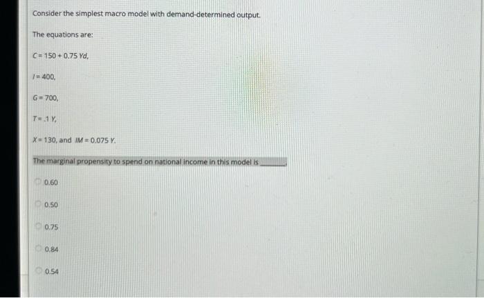 Solved Consider the simplest macro model with | Chegg.com