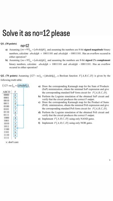 Solve it as no =12 please Q1. (30 points) n0=12 a) | Chegg.com