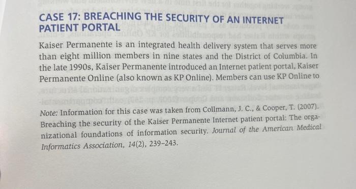 Solved CASE 17: BREACHING THE SECURITY OF AN INTERNET | Chegg.com