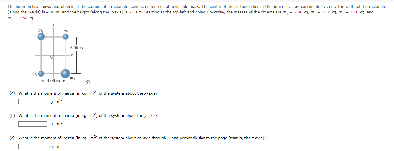 Solved m4=2.50kg.(a) ﻿What is the moment of inertia (in | Chegg.com