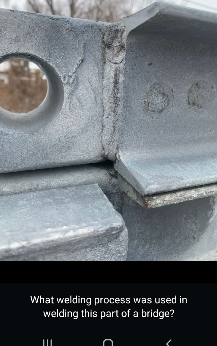 Solved What welding process was used in welding this part of | Chegg.com