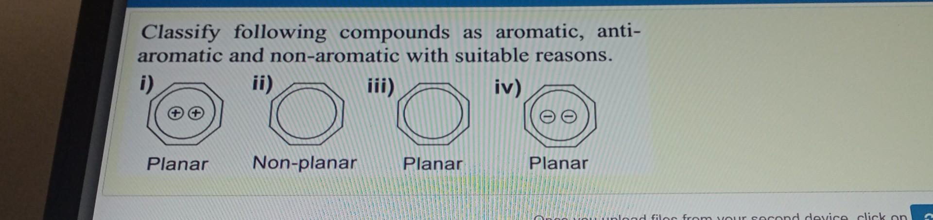 Solved Classify following compounds as aromatic, anti- | Chegg.com