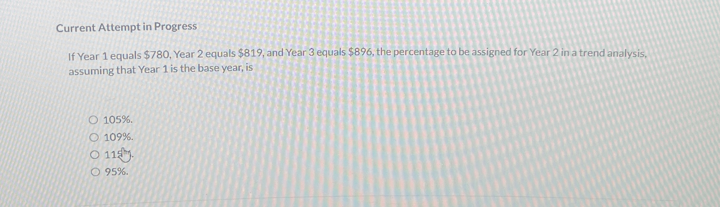 Solved Current Attempt in ProgressIf Year 1 ﻿equals $780, | Chegg.com
