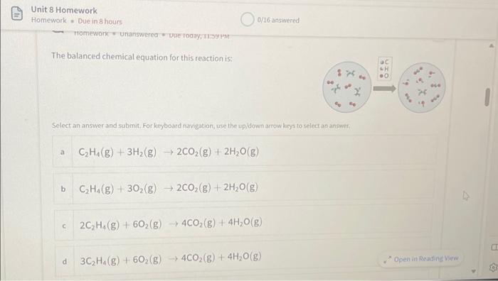 Solved Unit 8 Homework Homework Due in 8 hours The balanced | Chegg.com