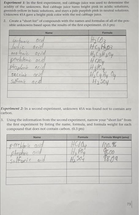Solved PART 2. IDENTIFYING AN UNKNOWN ACIDIC, BASIC, OR | Chegg.com