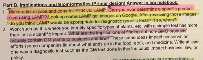 Solved Part B. Implications and Bioinformatics (Primer | Chegg.com