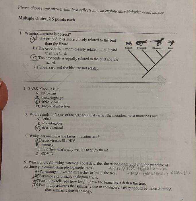 Solved Please choose one answer that best reflects how an | Chegg.com