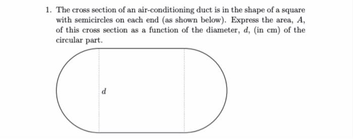 Solved 1. The cross section of an air-conditioning duct is | Chegg.com