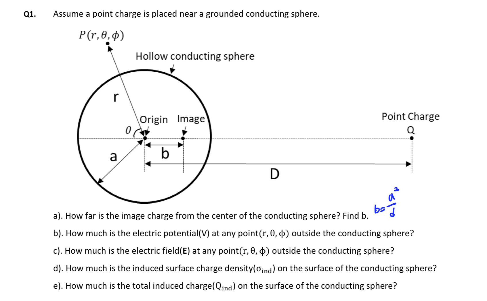 Solved Q1. ﻿Assume a point charge is placed near a grounded | Chegg.com