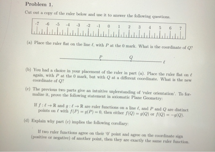 Solved Problem 1. Cut out a copy of the ruler below and use | Chegg.com