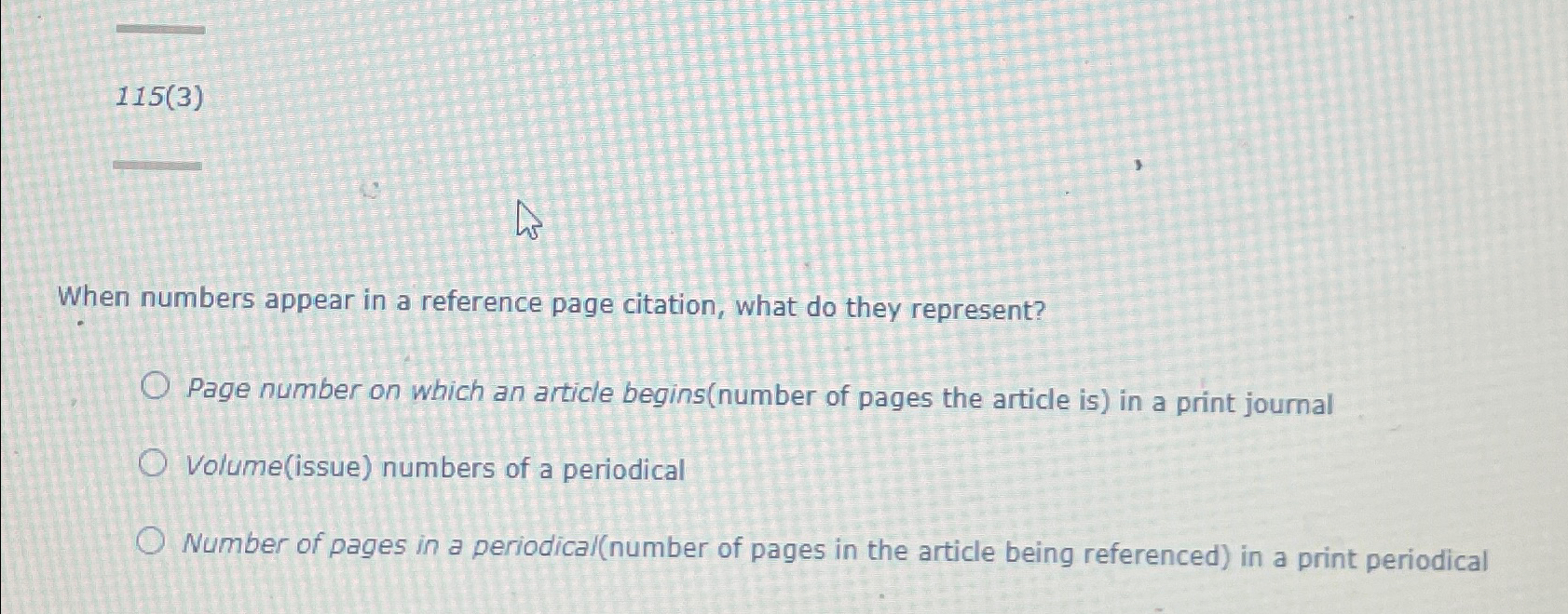 Solved 115(3)When numbers appear in a reference page | Chegg.com