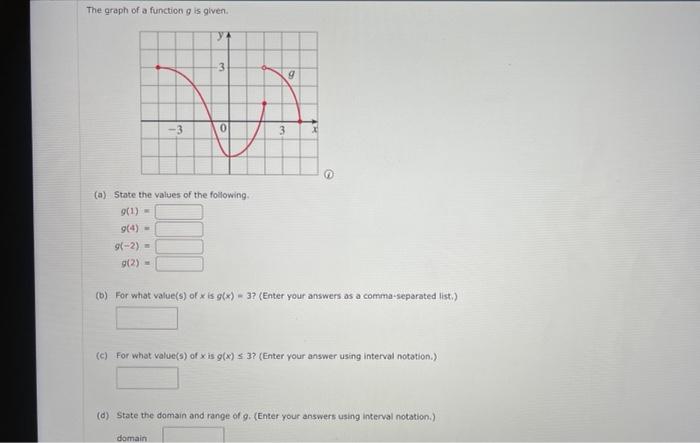 Solved The graph of a function g is given. (a) State the | Chegg.com