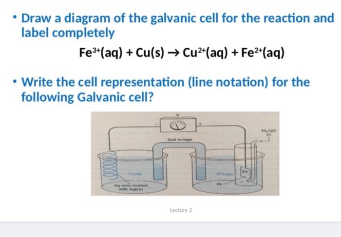 Solved • Draw a diagram of the galvanic cell for the | Chegg.com