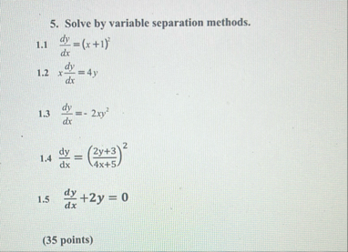 Solved Solve by variable separation | Chegg.com