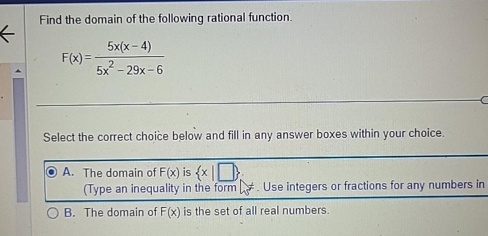 Solved Find the domain of the following rational | Chegg.com