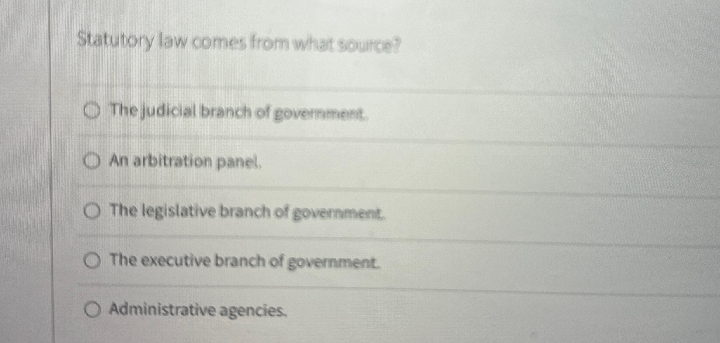 Solved Statutory law comes from what source?q,The judicial | Chegg.com