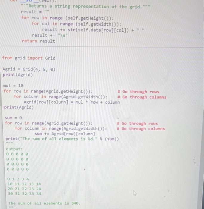 rid class le: grid.py ithor: Ken Lambert arrays | Chegg.com