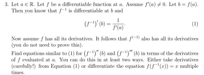 Solved 3. Let a∈R. Let f be a differentiable function at a. | Chegg.com