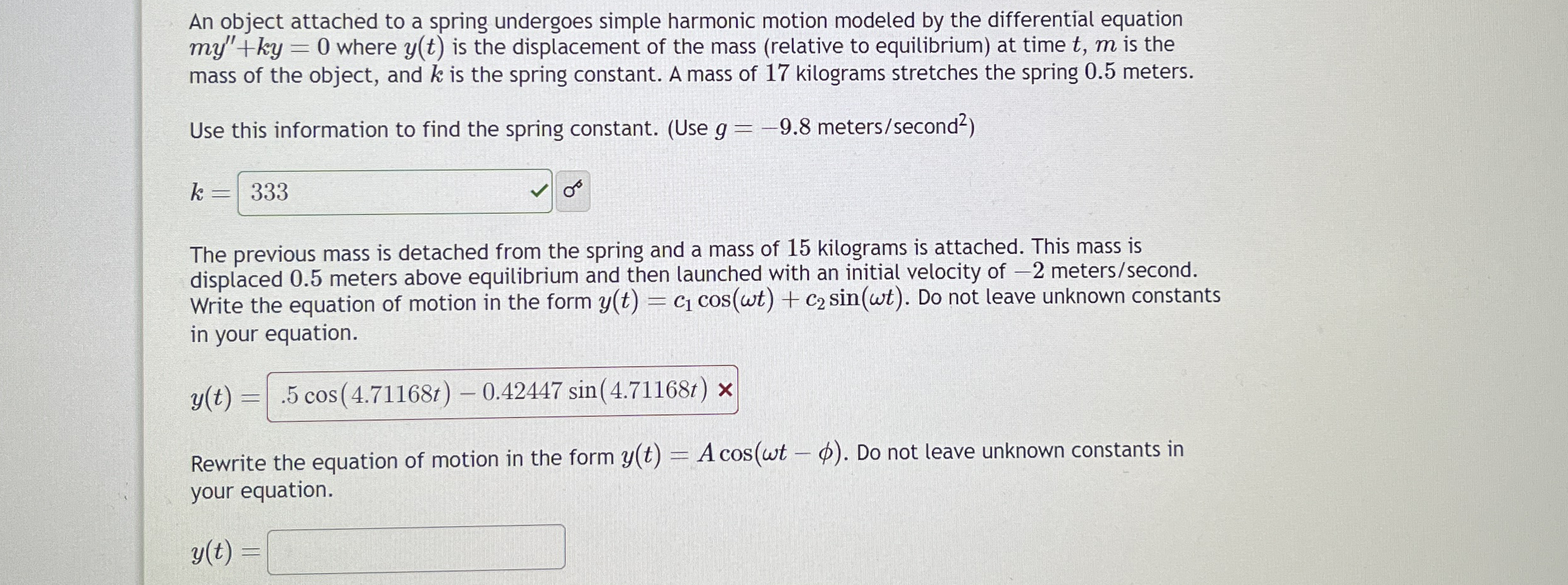Solved An object attached to a spring undergoes simple | Chegg.com