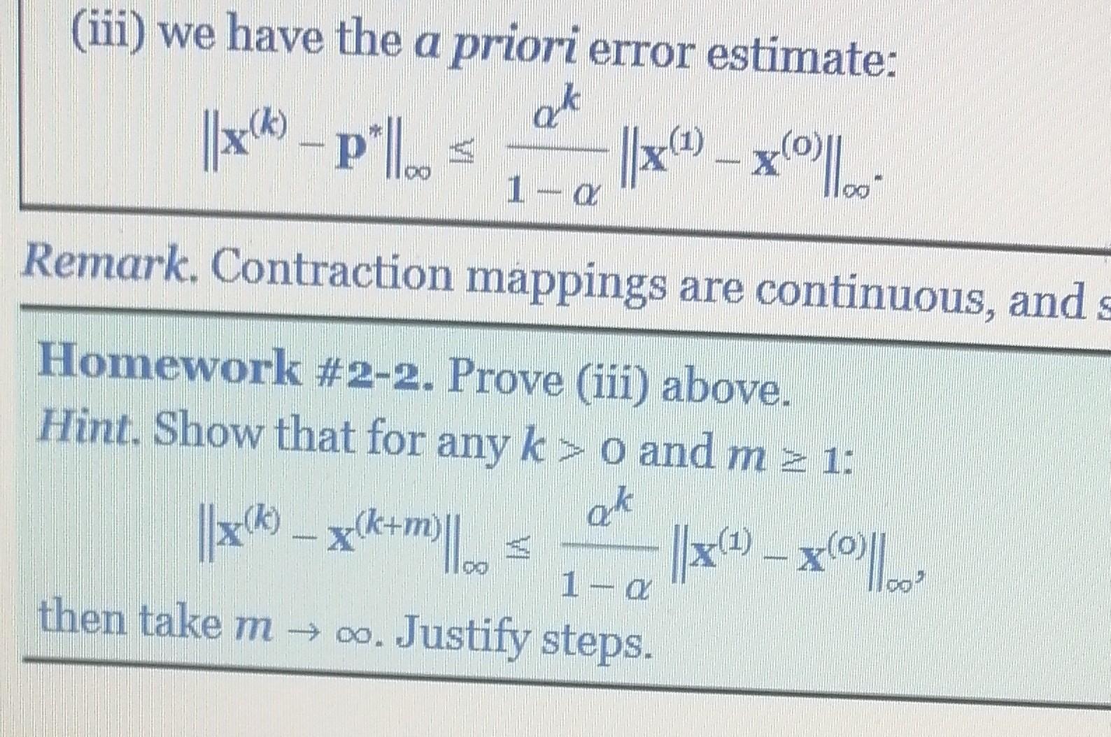 Solved Iii We Have The A Priori Error Estimate Ak Xk 5