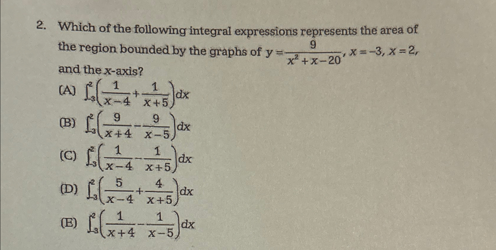 Solved Which of the following integral expressions | Chegg.com