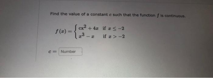 Solved Find the value of a constant c such that the function | Chegg.com