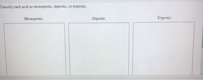 Solved Classify each acid as monoprotic, diprotic, or | Chegg.com
