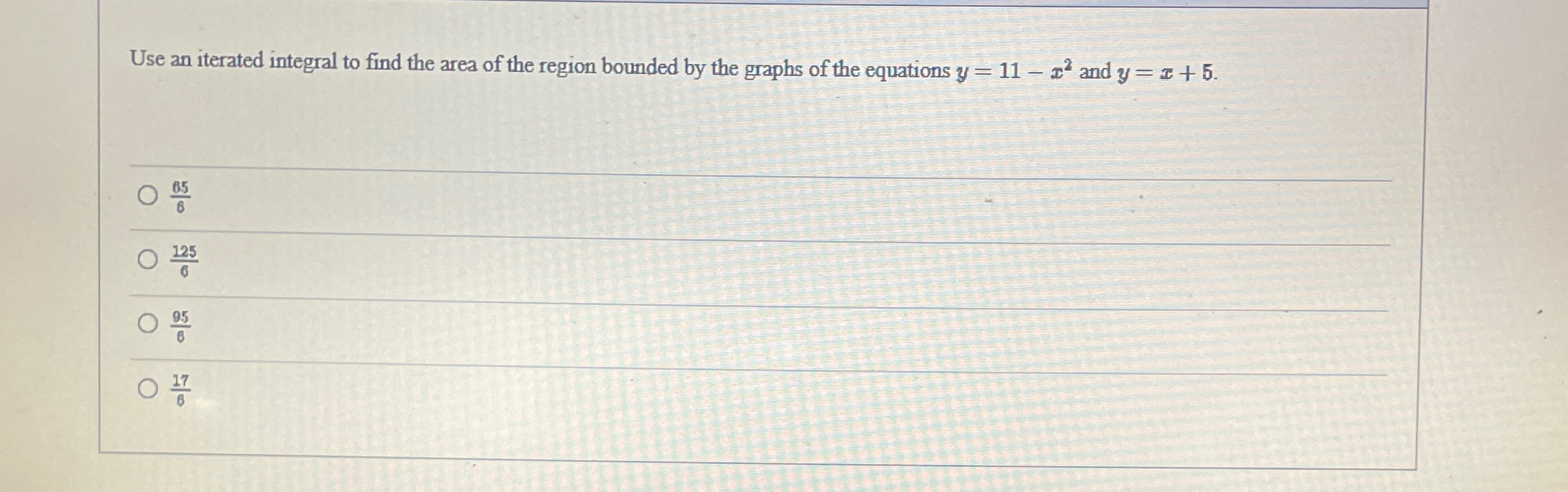 Solved Use an iterated integral to find the area of the | Chegg.com