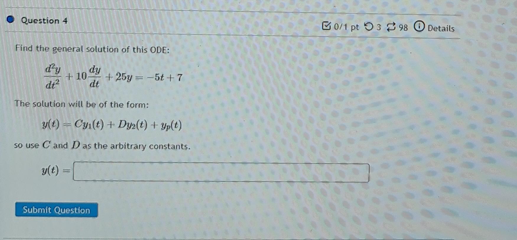 Solved Find the general solution of this ODE: | Chegg.com