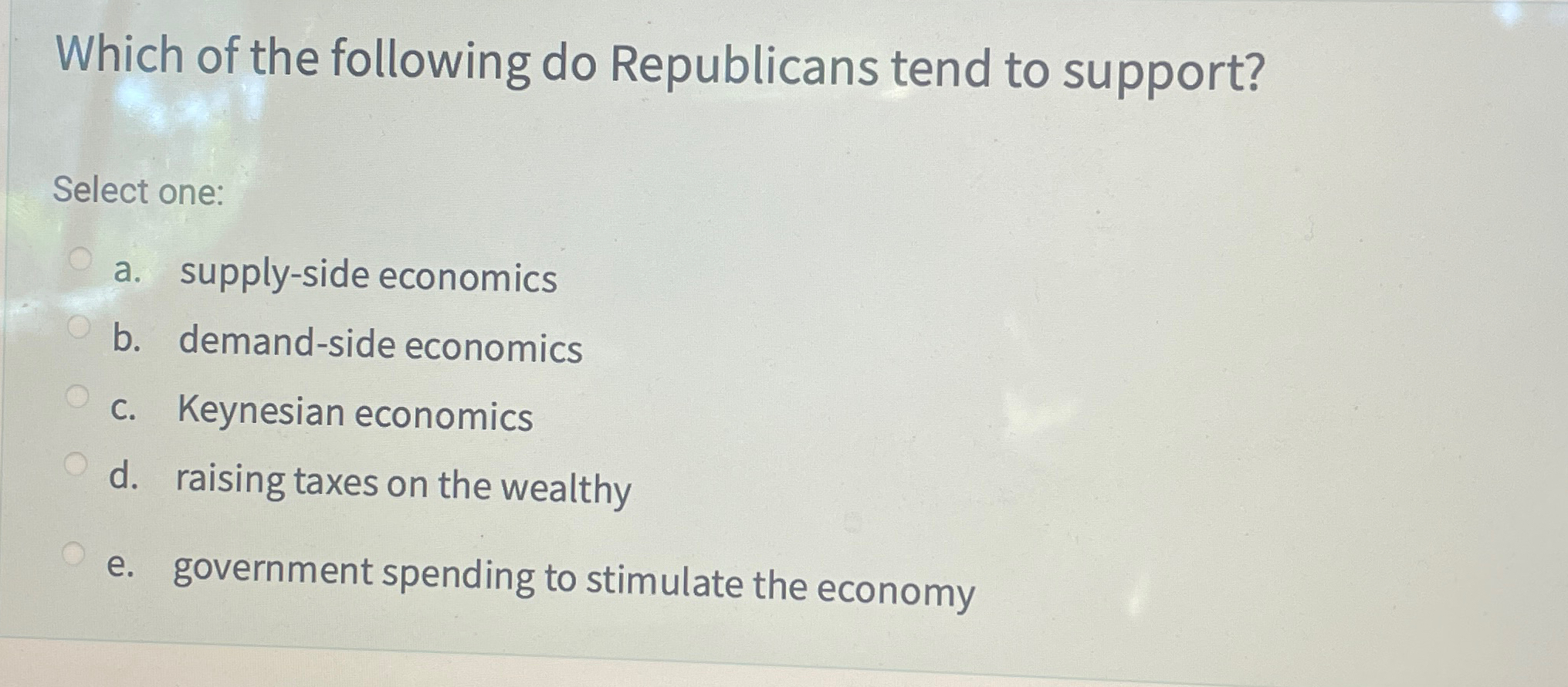 Solved Which of the following do Republicans tend to | Chegg.com