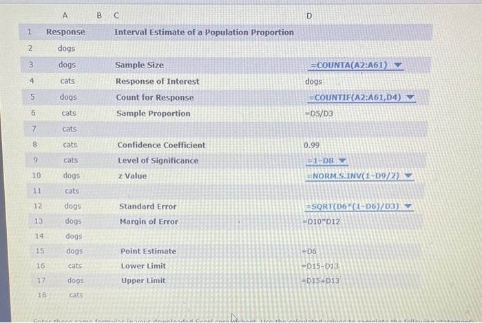 Enter these same formulas in your downloaded Excel | Chegg.com
