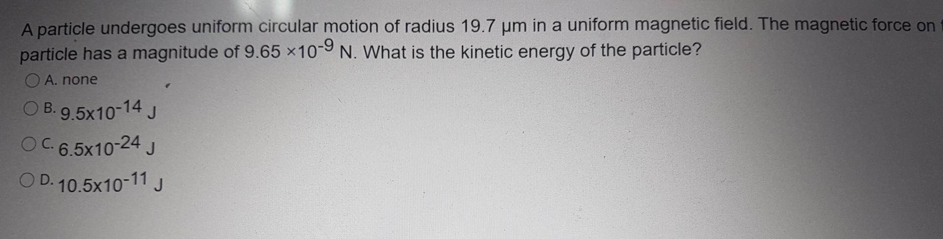 Solved A particle undergoes uniform circular motion of | Chegg.com