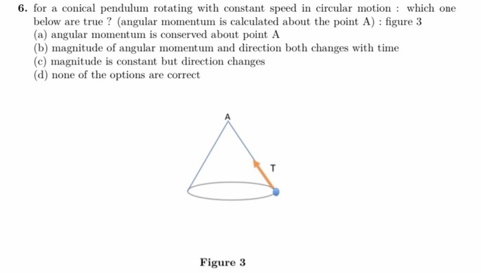 Solved 6. for a conical pendulum rotating with constant | Chegg.com