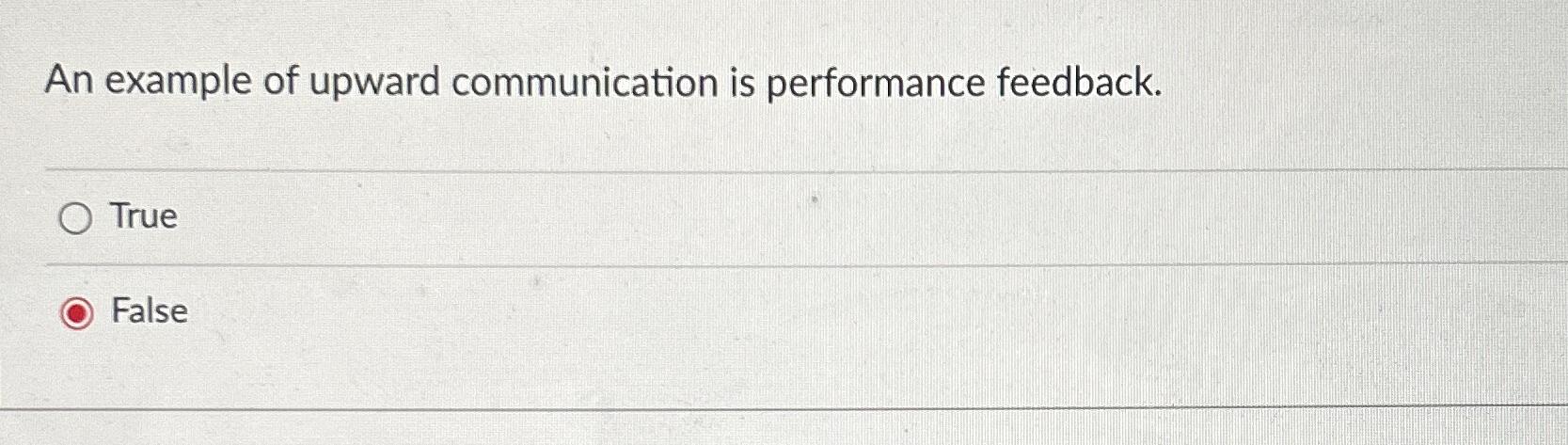 Solved An example of upward communication is performance | Chegg.com