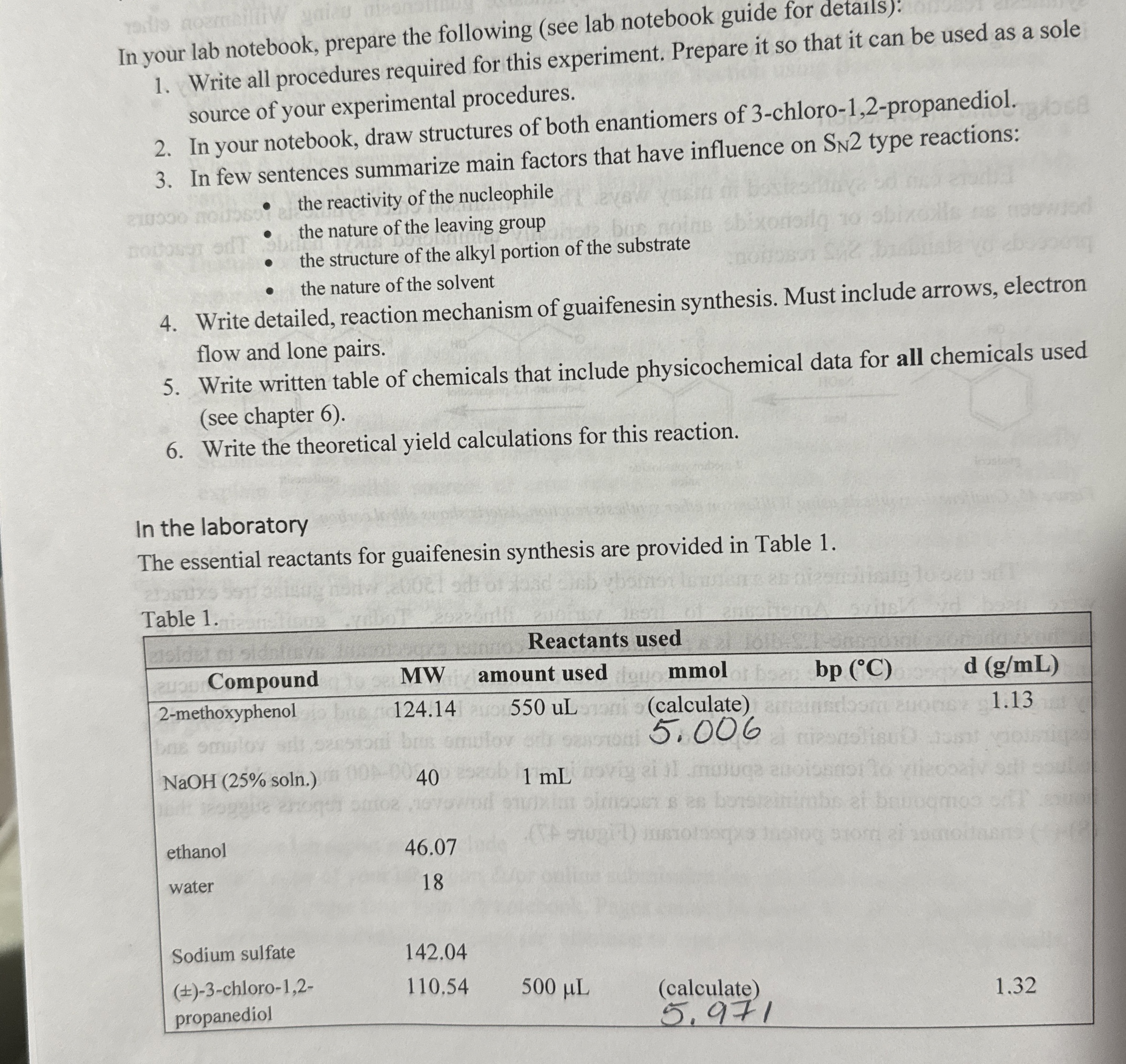 Solved In your lab notebook, prepare the following (see lab | Chegg.com