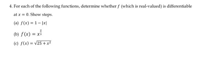 Solved 4. For each of the following functions, determine | Chegg.com