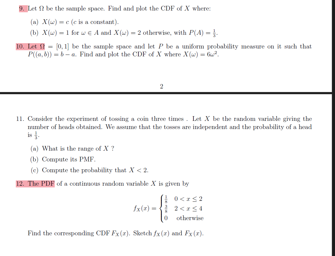 Solved 9. ﻿Let \Omega be the sample space. Find and plot | Chegg.com