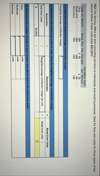 Solved R&R Tax service offers tax and consulting services to | Chegg.com