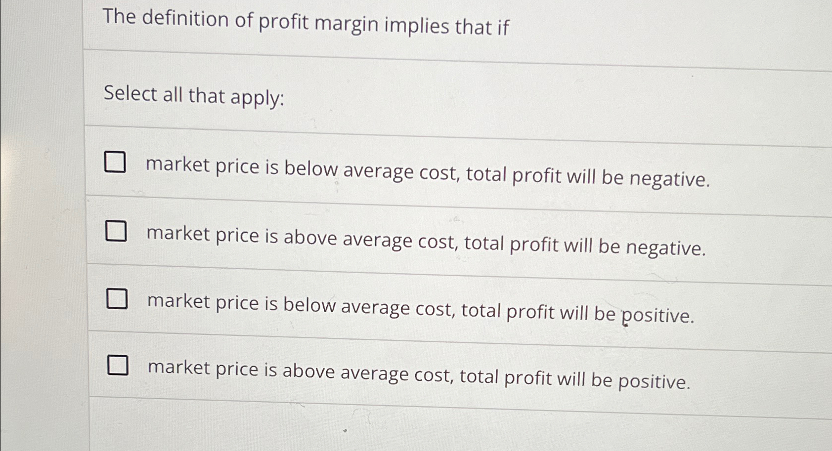 Solved The definition of profit margin implies that ifSelect | Chegg.com