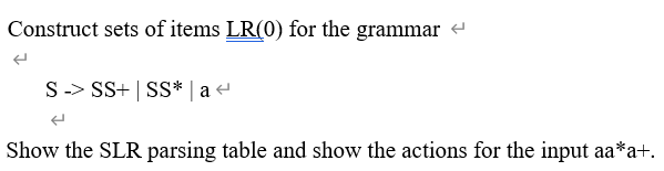 Solved Construct sets of items LR(0) for the grammar | Chegg.com