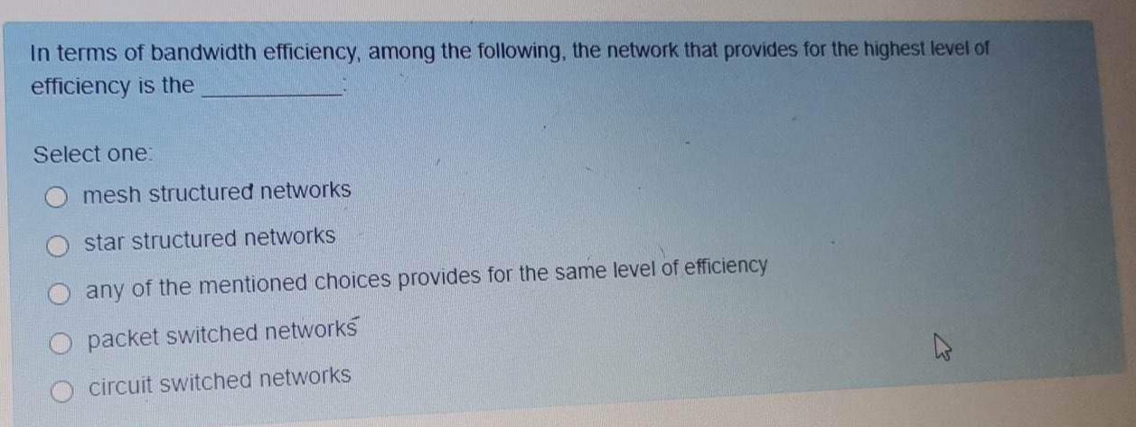 Solved In terms of bandwidth efficiency, among the | Chegg.com