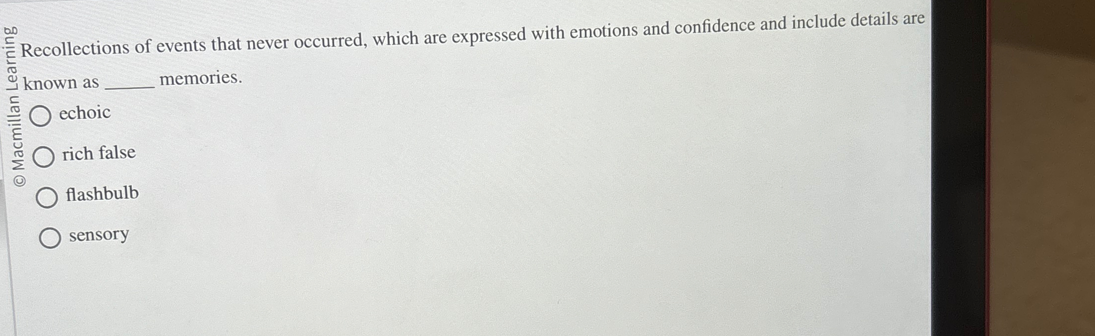Solved Recollections of events that never occurred, which | Chegg.com