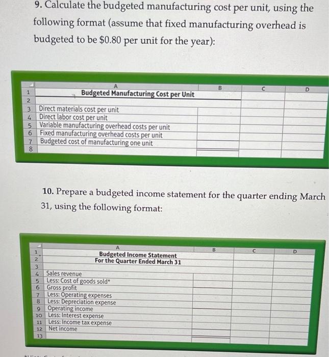 Solved P9-63A. Comprehensive budgeting problem (Learning | Chegg.com
