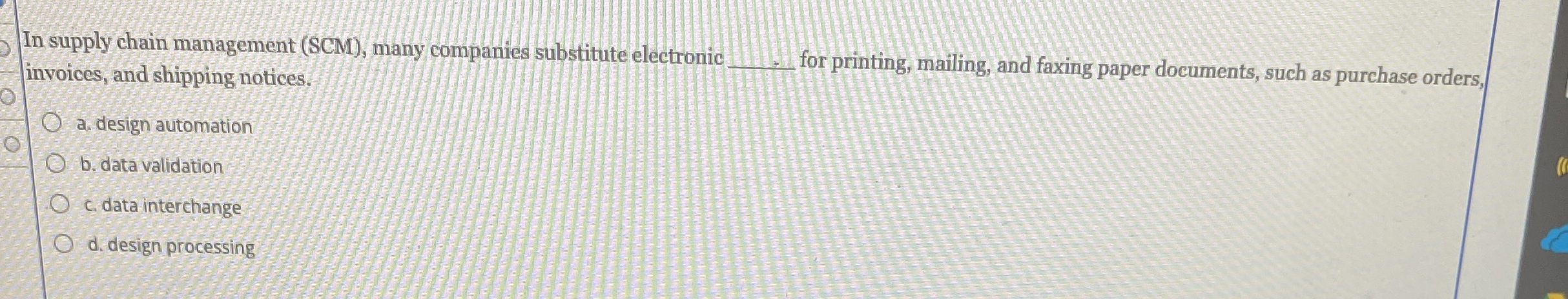 Solved In supply chain management (SCM), ﻿many companies | Chegg.com
