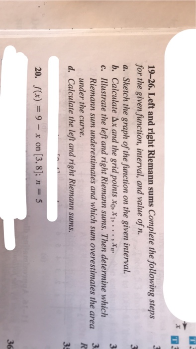 Solved 19-26. Left and right Riemann sums Complete the | Chegg.com