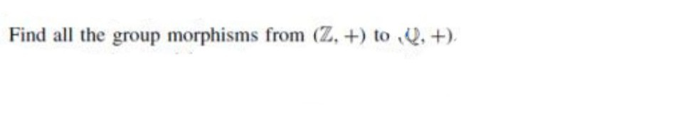 Solved Find all the group morphisms from (Z. +) to Q. + | Chegg.com